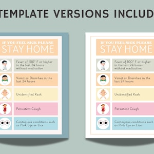 Daycare Sick Policy Flyer | Childcare Sickness Poster | Illness ...
