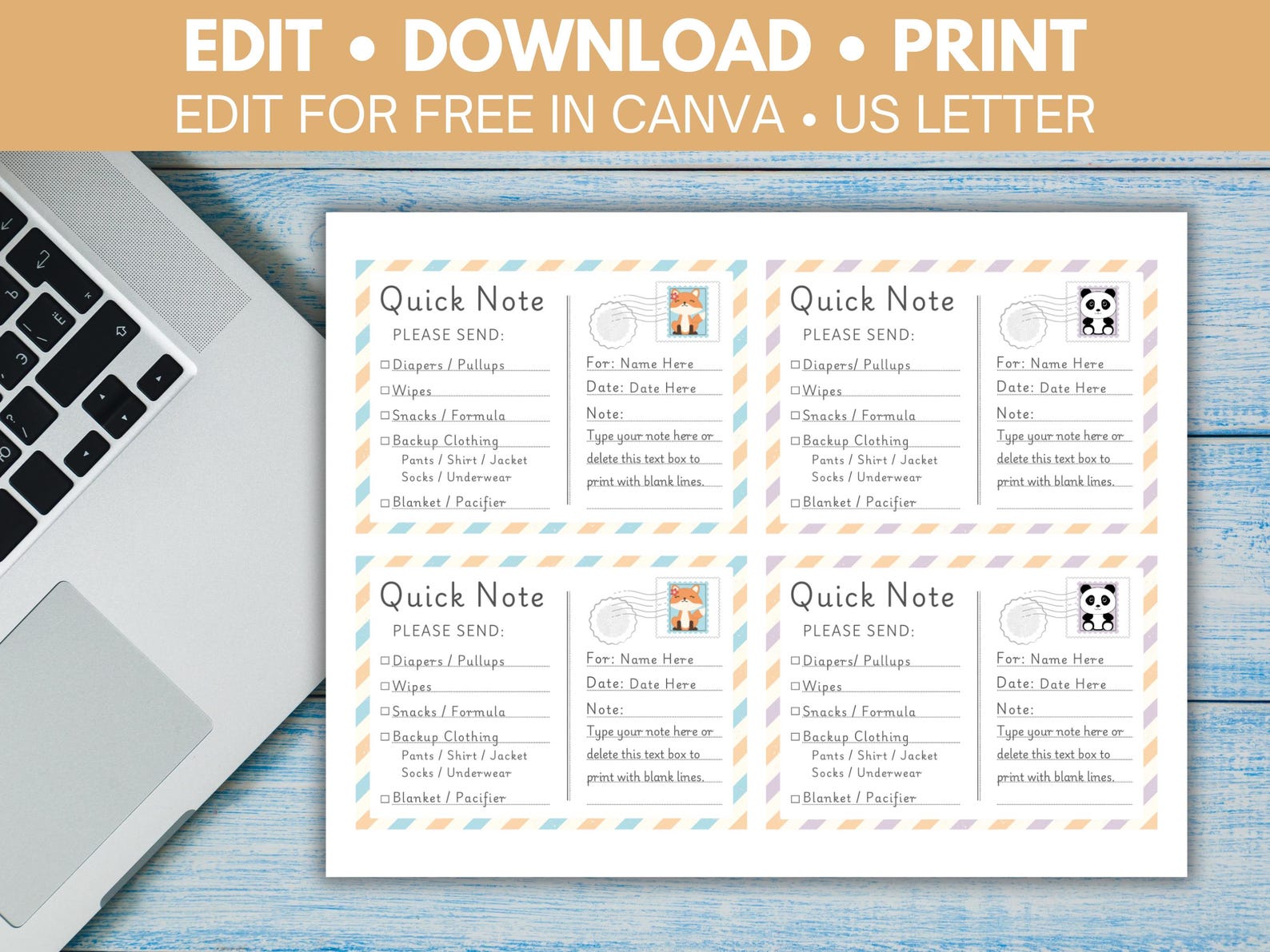 Editable Daycare Note | Canva Template | Printable Daycare Quick Note ...