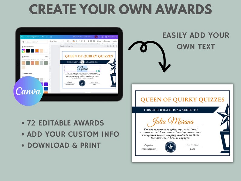 Funny Teacher Appreciation Award Certificate Custom Staff Appreciation ...