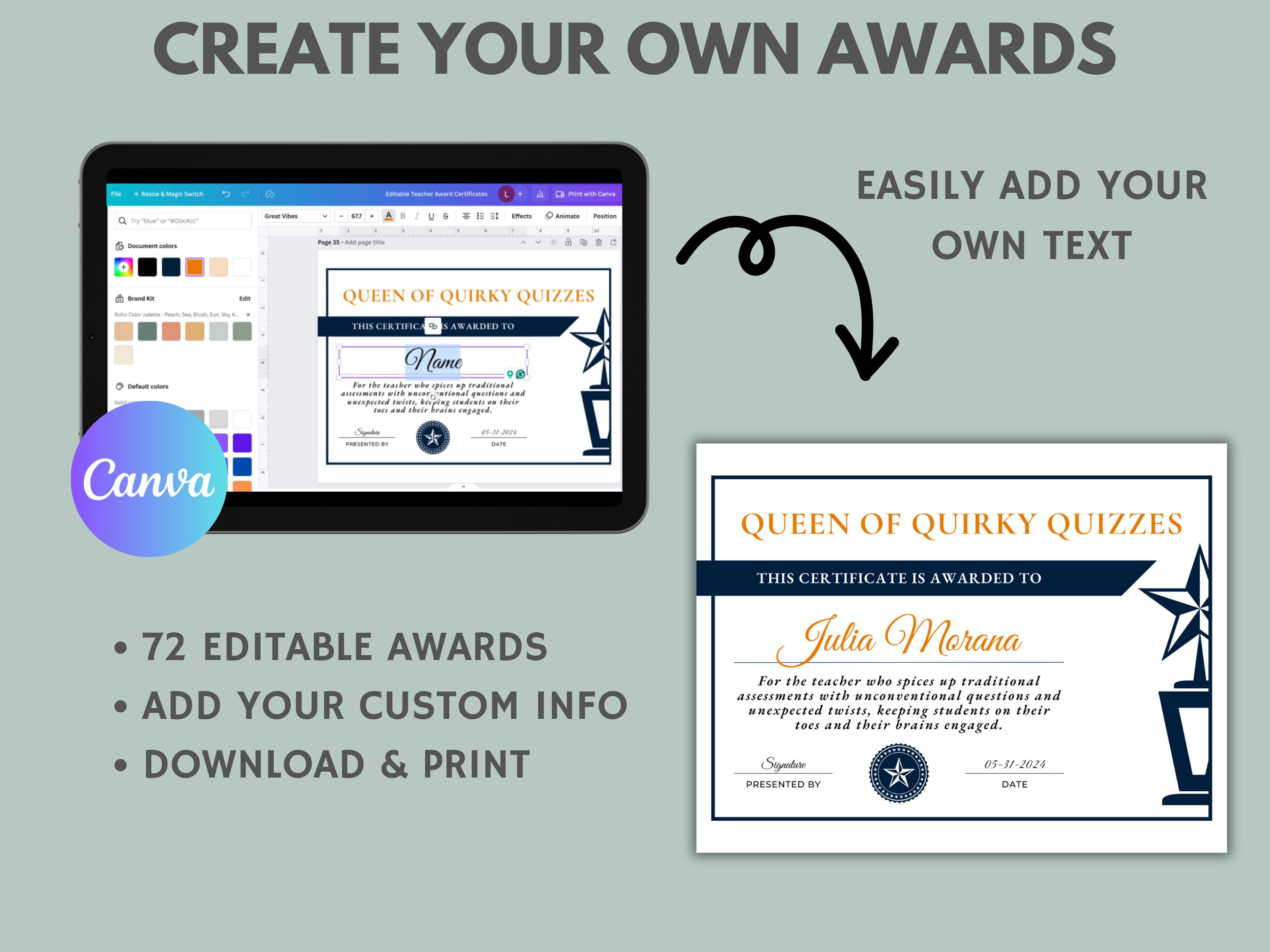 Funny Teacher Appreciation Award Certificate | Custom Staff ...