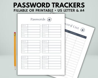 Editable PDF Password Tracker Printable, US Letter + A4 - Etsy