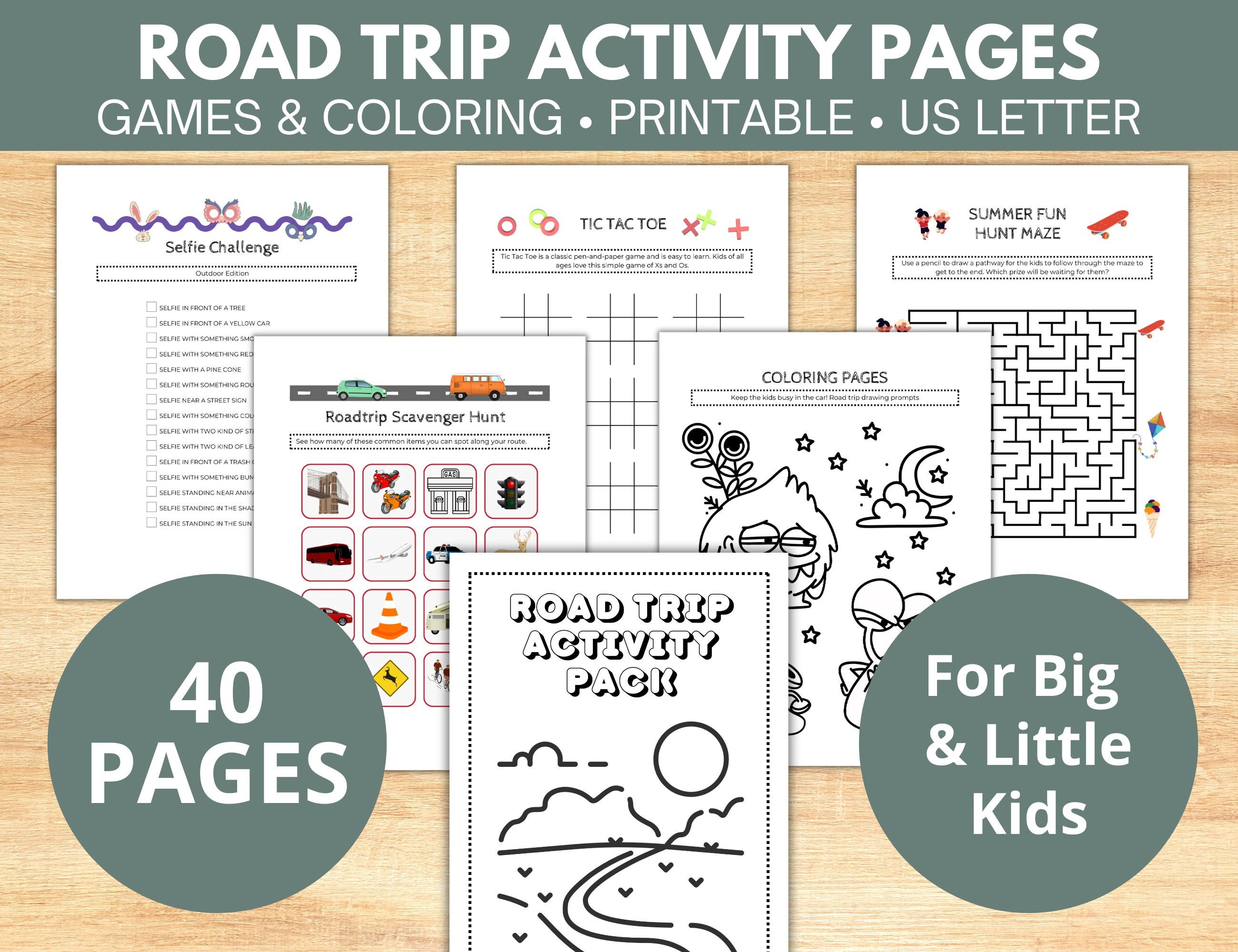 Family Road Trip Printable Games and Activities Road Trip Games Road ...