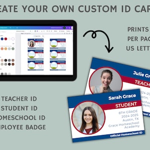 Homeschool ID Card Template | Custom ID Badge | School ID for Student ...