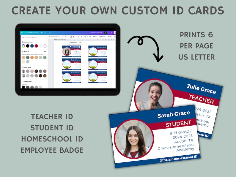 Homeschool ID Card Template | Custom ID Badge | School ID for Student ...