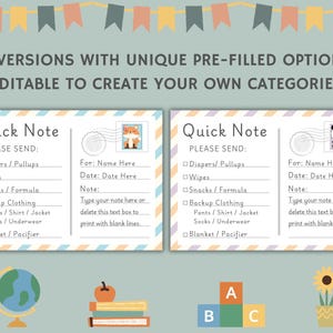 Editable Daycare Note | Canva Template | Printable Daycare Quick Note ...