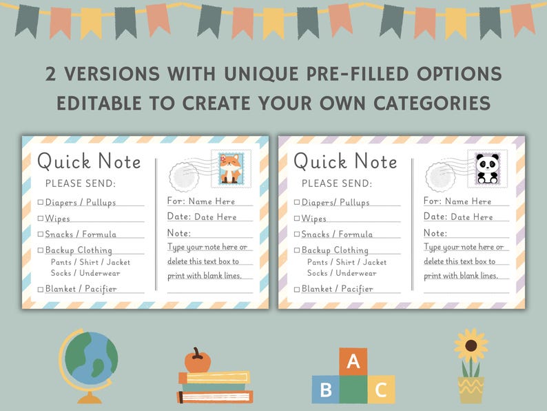 Editable Daycare Note | Canva Template | Printable Daycare Quick Note ...