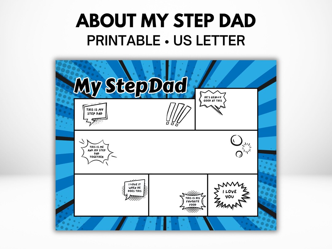 Step Dad Printable Comic Book | Step Dad Gift for Father's Day ...