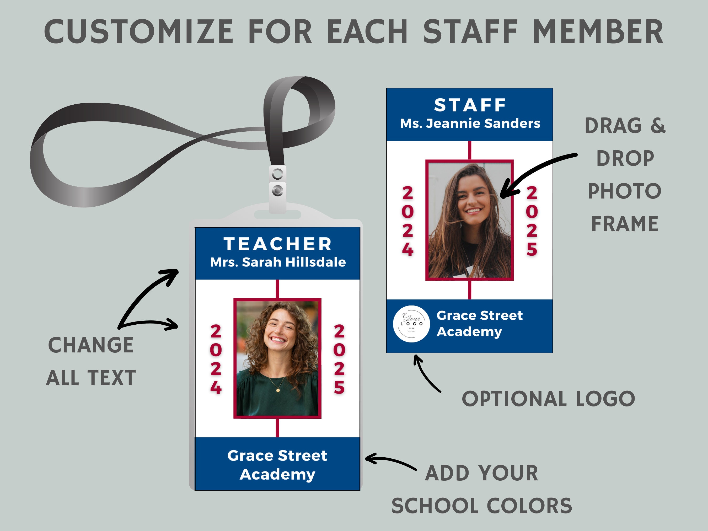 Teacher ID Card Template | School ID for Teacher or Staff | Homeschool ...
