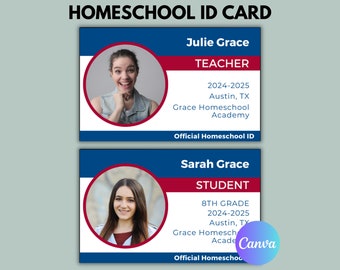 Homeschool Student ID Card | Student Badge | Editable School Card ...