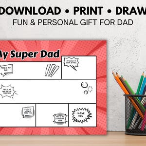 Printable Super Dad Comic Book | All About My Dad | Father's Day Card ...