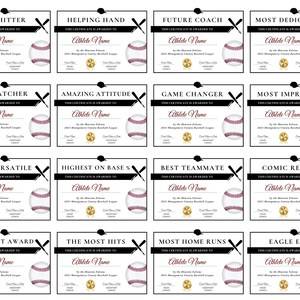 Editable Baseball Award Certificate Template Canva Template End of ...