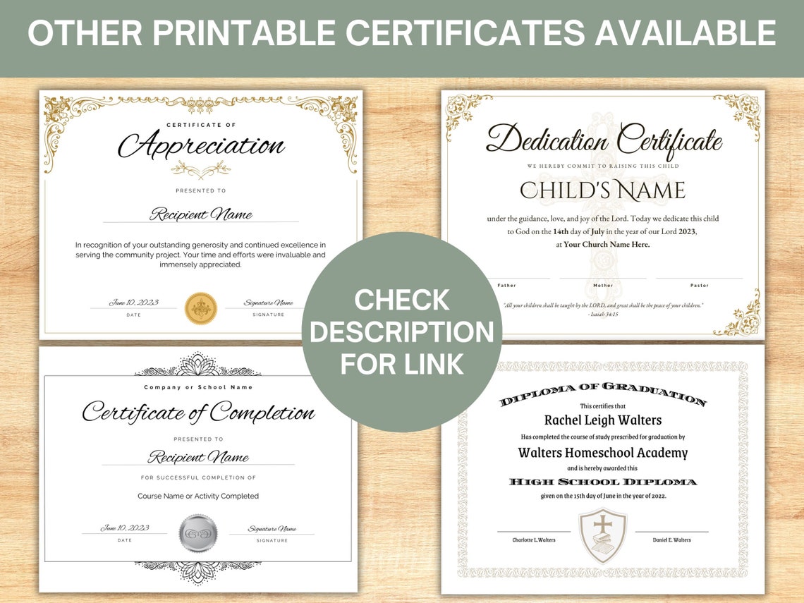 Editable Christian Homeschool Diploma Template | Homeschool Diploma ...