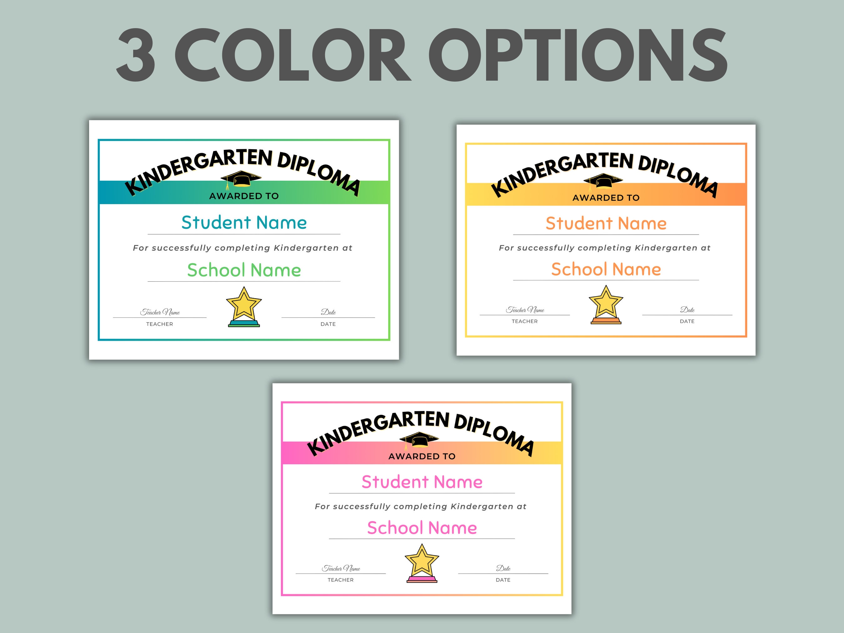 Editable Kindergarten Diploma Template | Printable Diploma | Canva ...