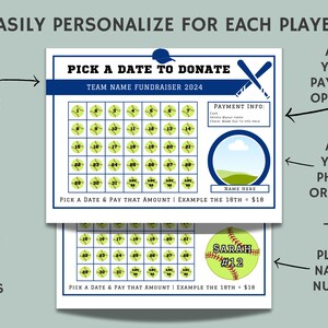Editable Softball Calendar Fundraiser | Pick A Date Donation ...