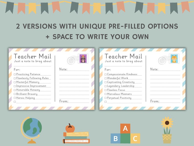 Teacher Postcard | Happy Mail | Quick Note | Printable Teacher Note for ...