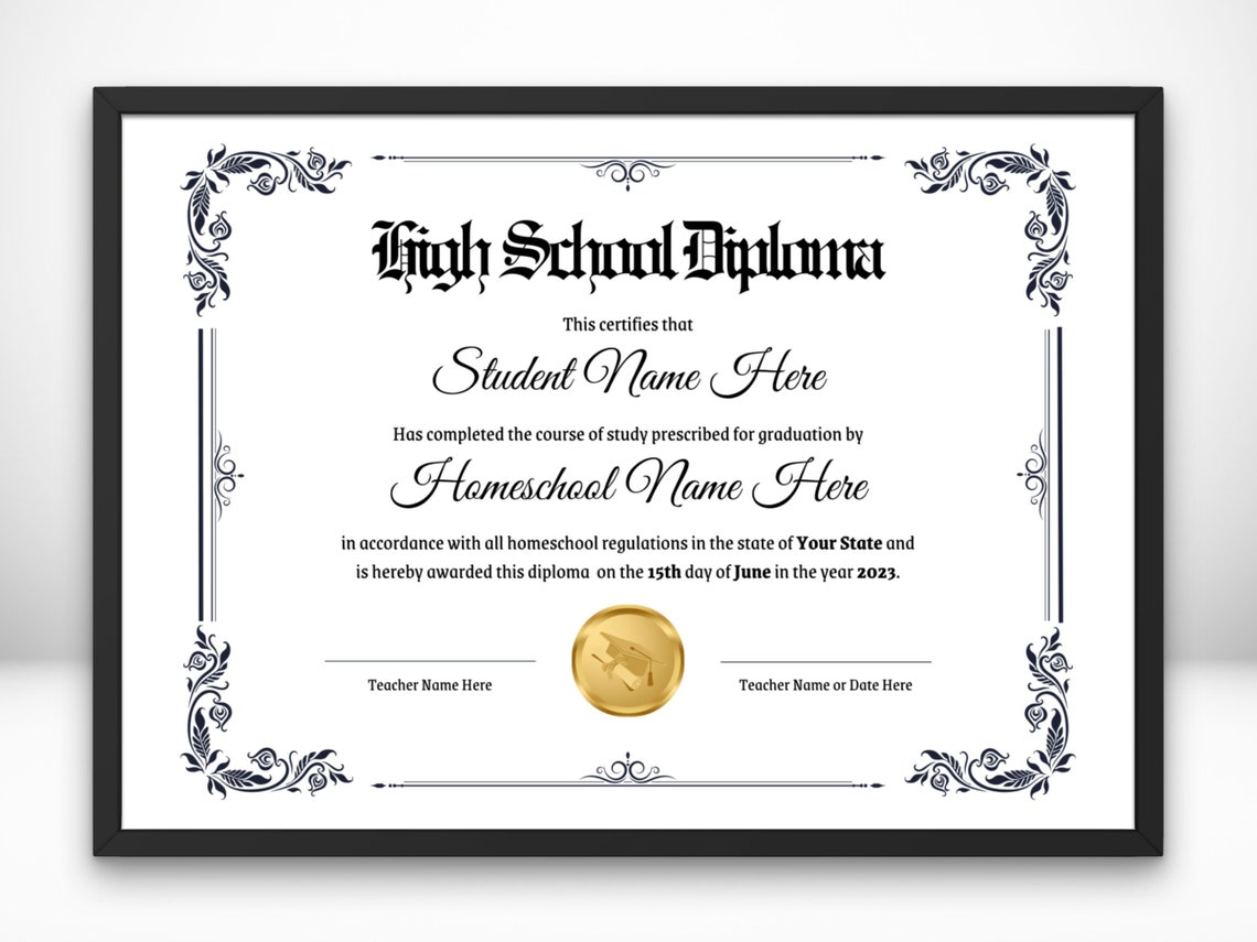 Editable Homeschool Diploma Template Homeschool Diploma High School ...