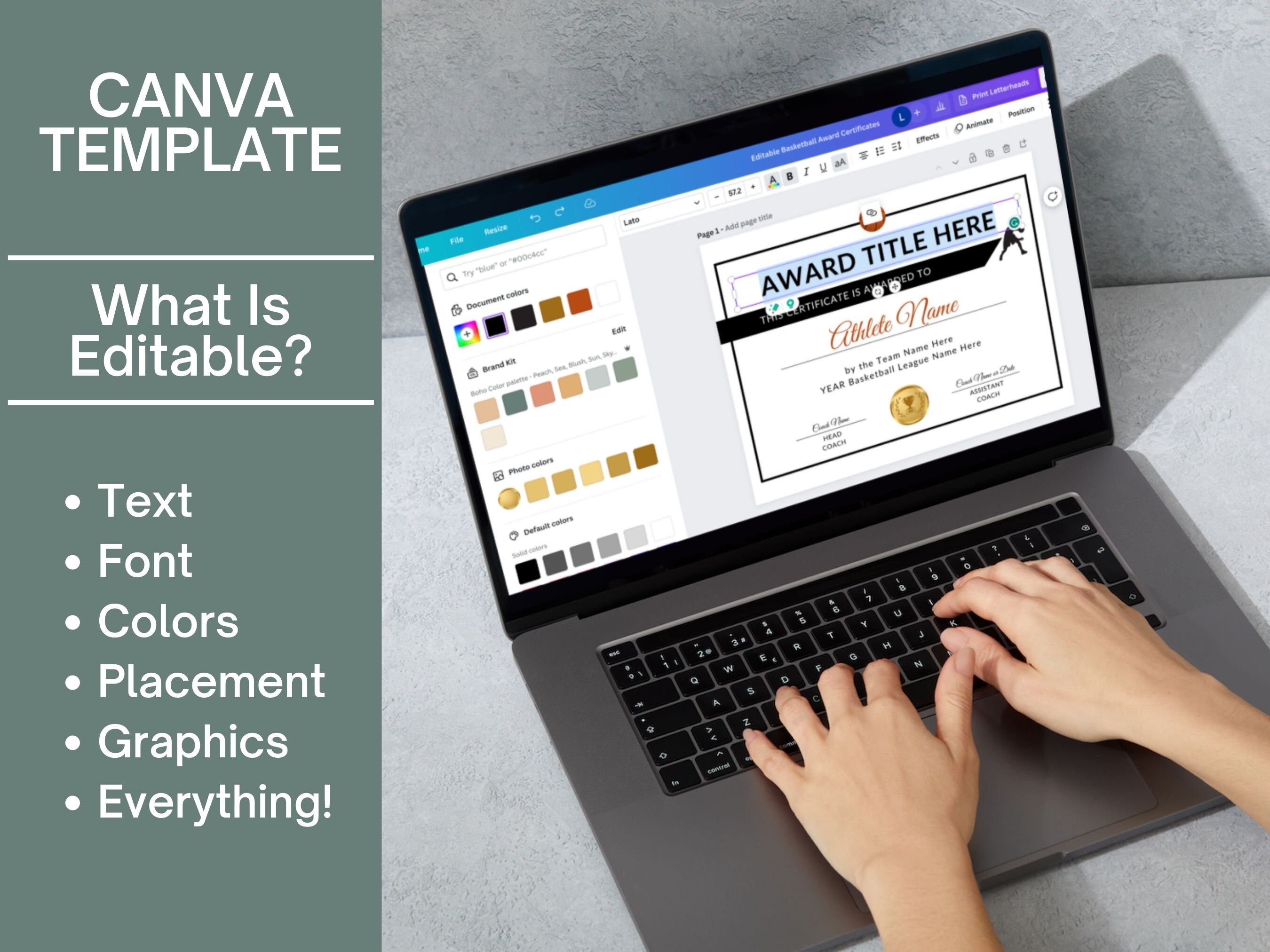 Editable Girls Basketball Certificate Awards | Canva Template | End of ...