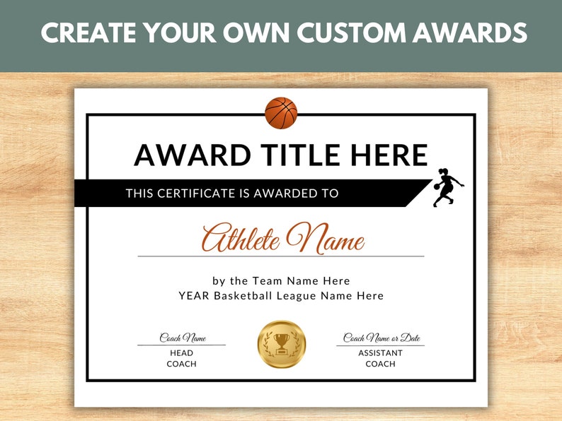 Editable Girls Basketball Certificate Awards | Canva Template | End of ...