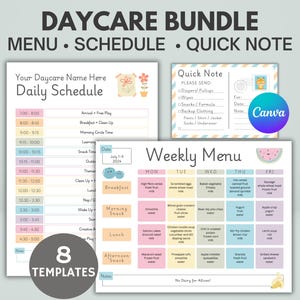 Daycare Forms Bundle | Daycare Weekly Menu | Daycare Daily Schedule ...