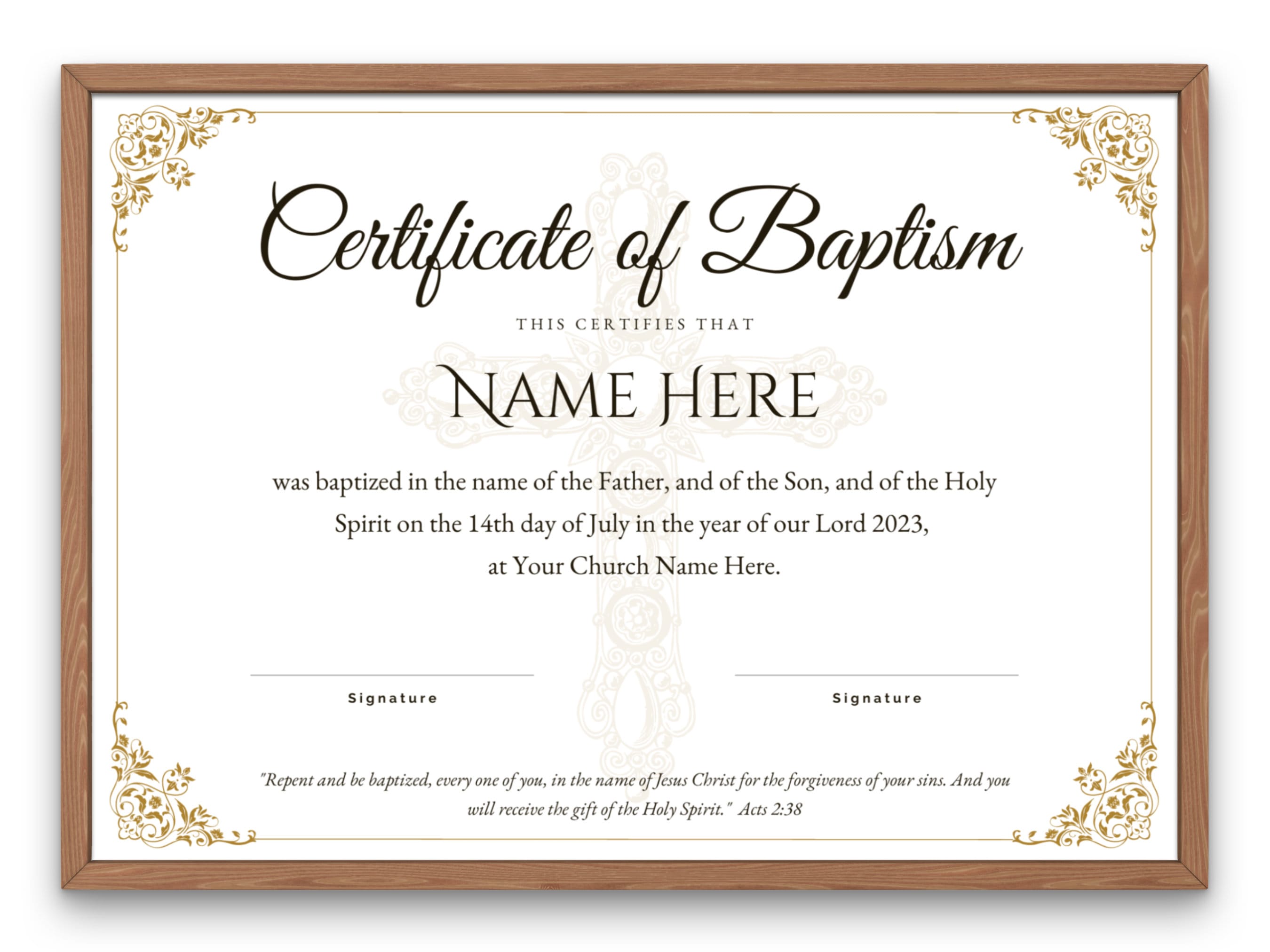 Editable Baptism Certificate Template | Printable Baptism Certificate ...