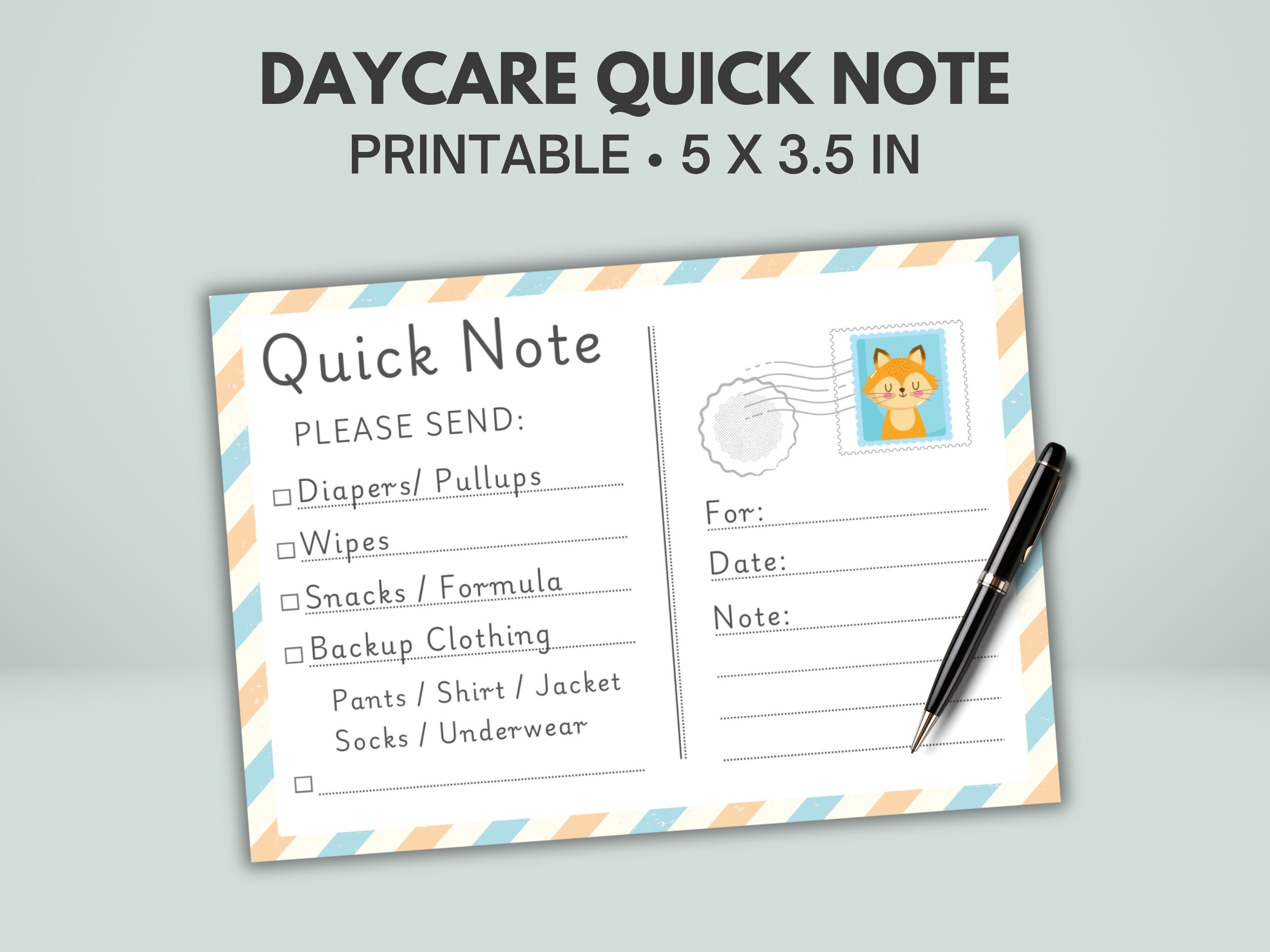 Daycare Note | Printable | Daycare Quick Note | Home Daycare Forms ...
