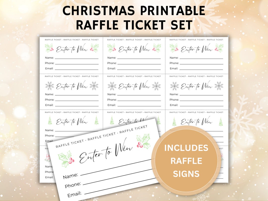 Christmas Raffle Ticket Set | Printable | Enter to Win Tickets and ...