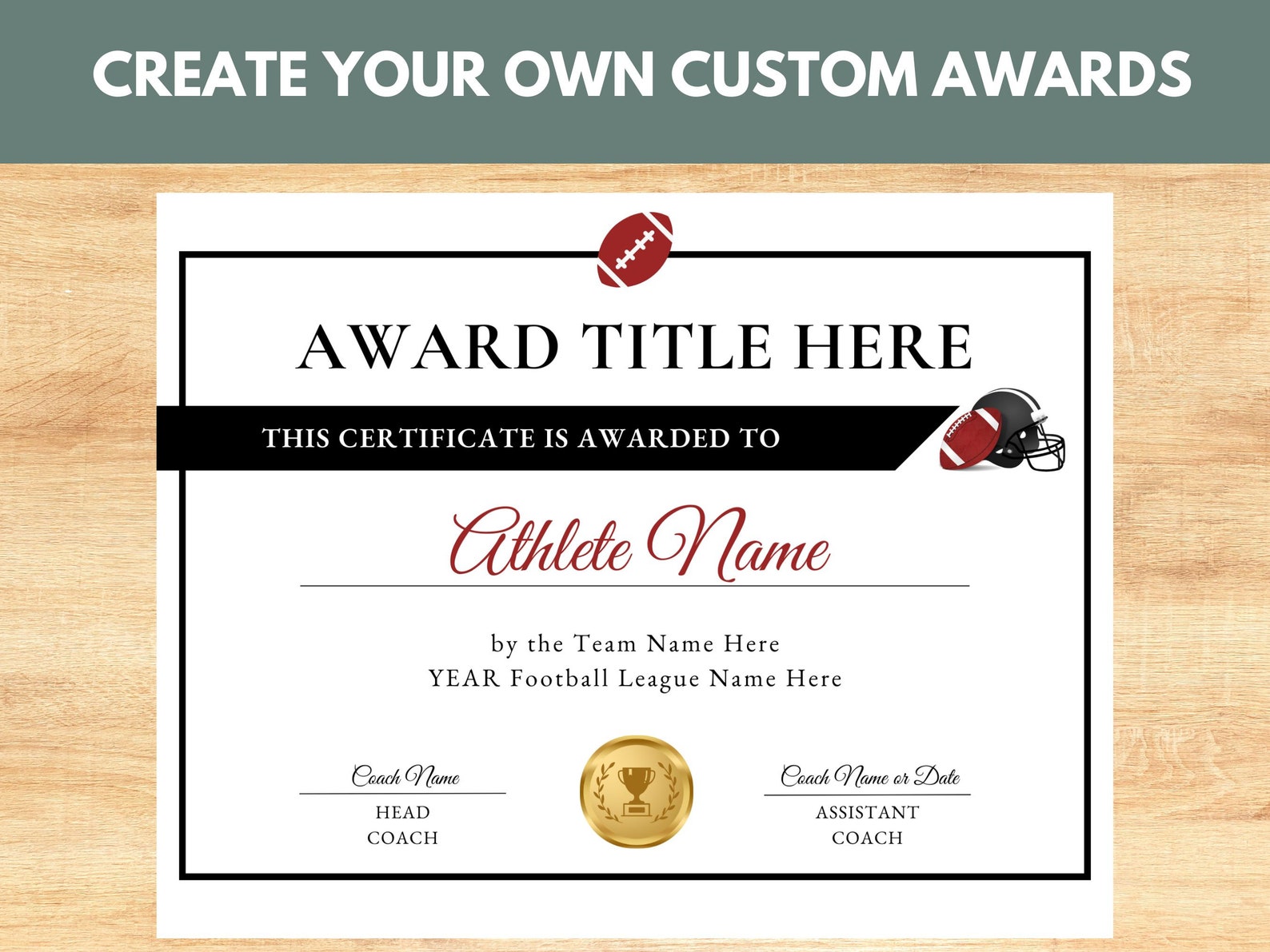 Editable Football Award Certificates | Canva Template | Printable End ...