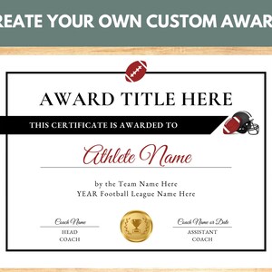Editable Football Award Certificates | Canva Template | Printable End ...