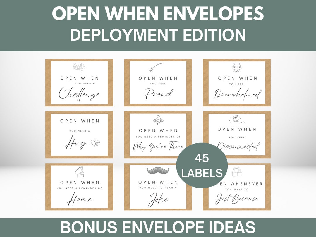 Open When Envelopes for Deployment | Printable | Instant Download ...