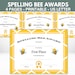 Spelling Bee Award Certificate | Printable | 4 Pages Including First ...
