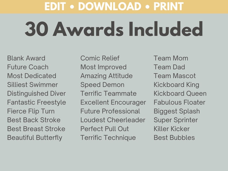 Editable Swim Team Certificate Template | Canva Template | End of ...