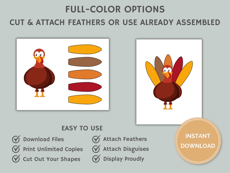 Disguise A Turkey Printable | Thankful Turkey or Build a Turkey ...