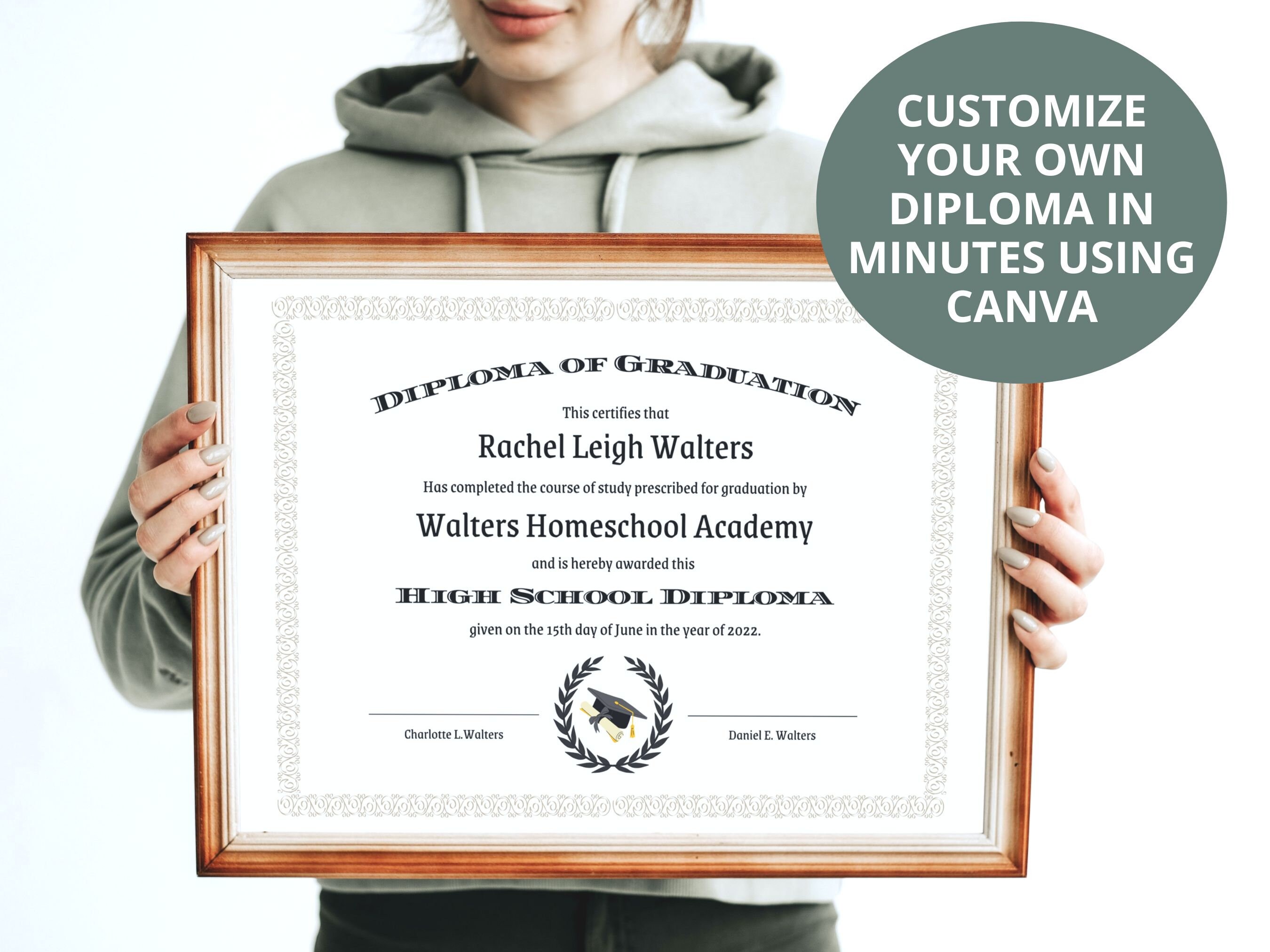 Editable Homeschool Diploma Template Homeschool Diploma High School ...