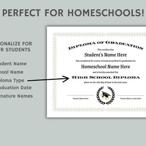 Editable Homeschool Diploma Template | Homeschool Diploma | High School ...