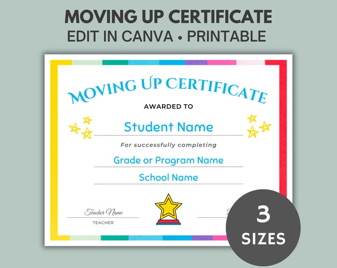 Editable Preschool Moving up Certificates - Etsy Canada