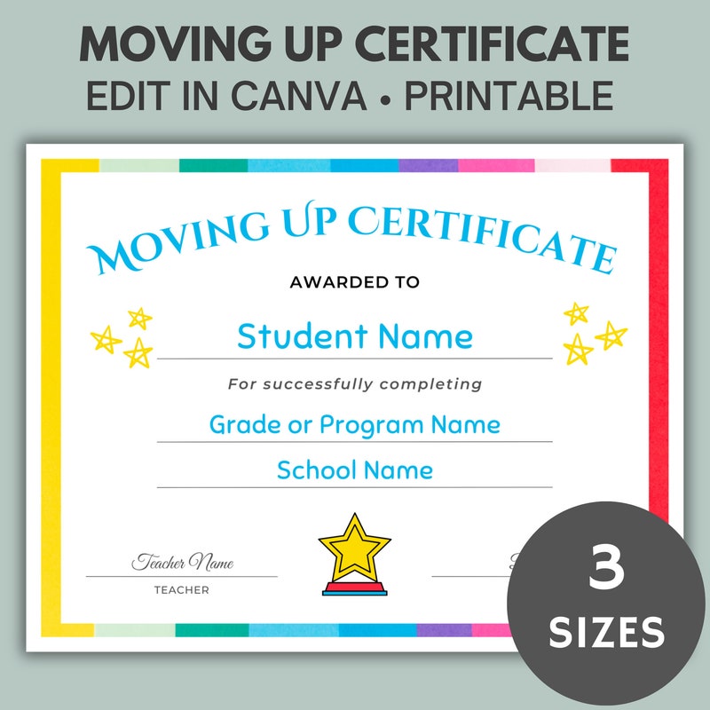 Moving up Certificate - Etsy
