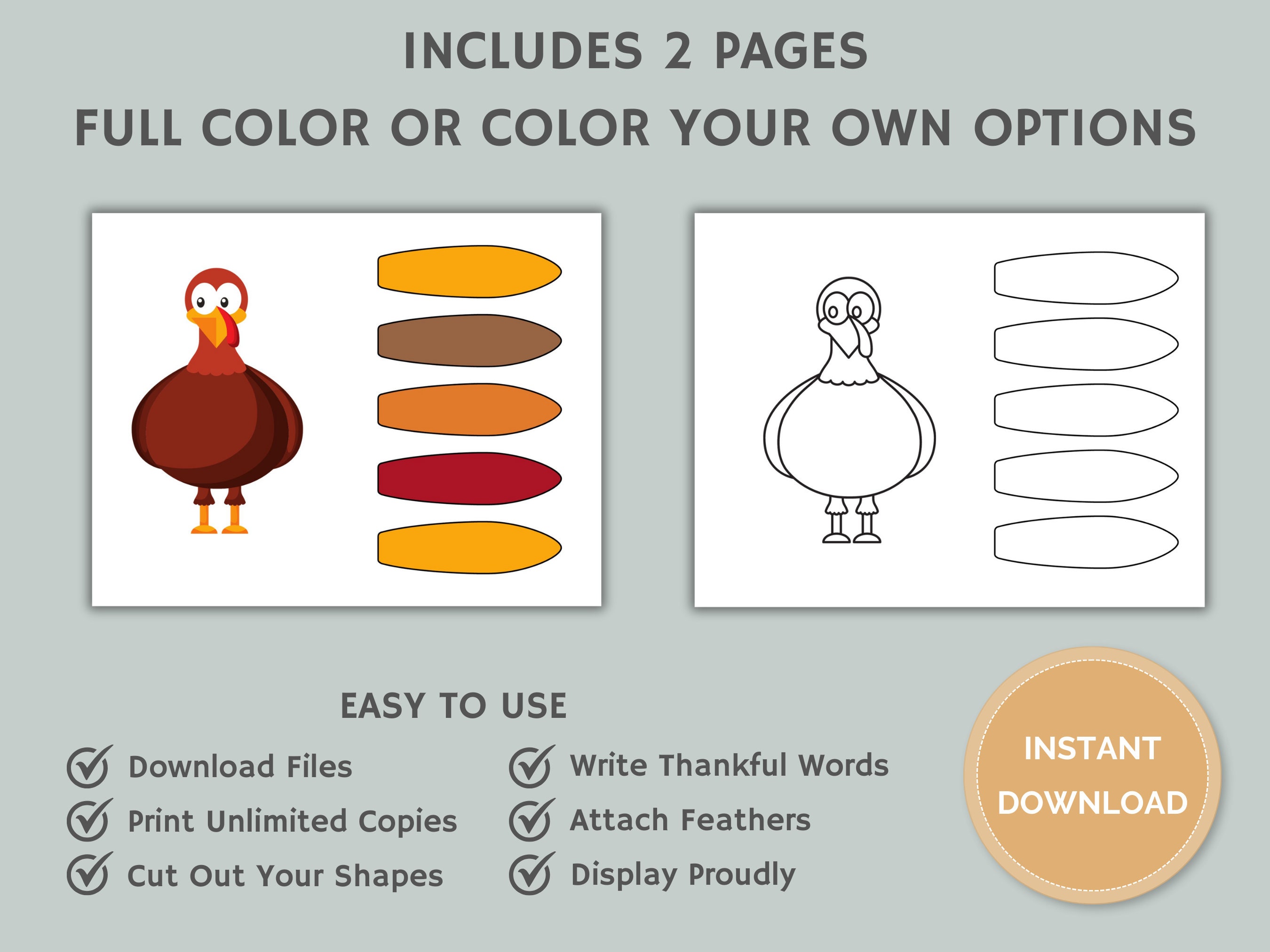 Build A Turkey Printable | Thankful Turkey | Thanksgiving Craft ...
