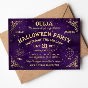 Ouija Board Halloween Party Invitation TEMPLATE, Purple Halloween ...