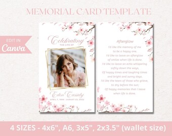 Cherry Blossom Funeral Card - Etsy