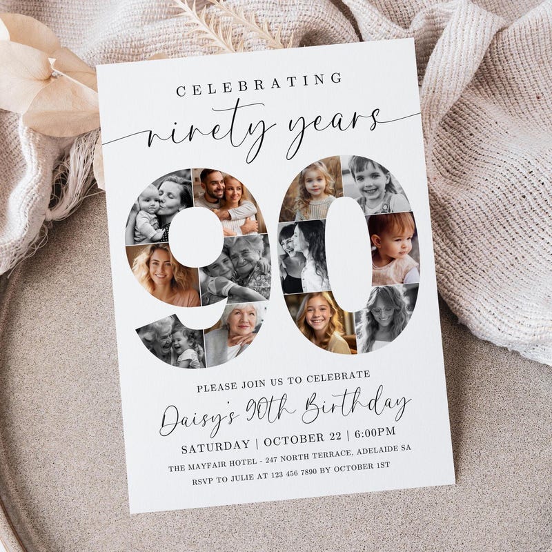 90th Birthday Invitations - Etsy