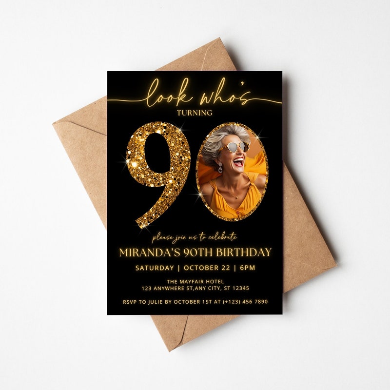 90th Birthday Invitations - Etsy