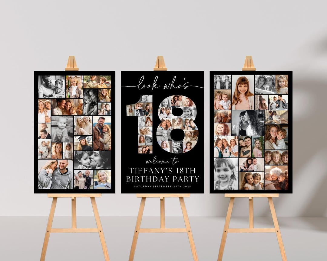 18th Birthday Photo Collage Poster Bundle TEMPLATE, Look Who's 18 ...