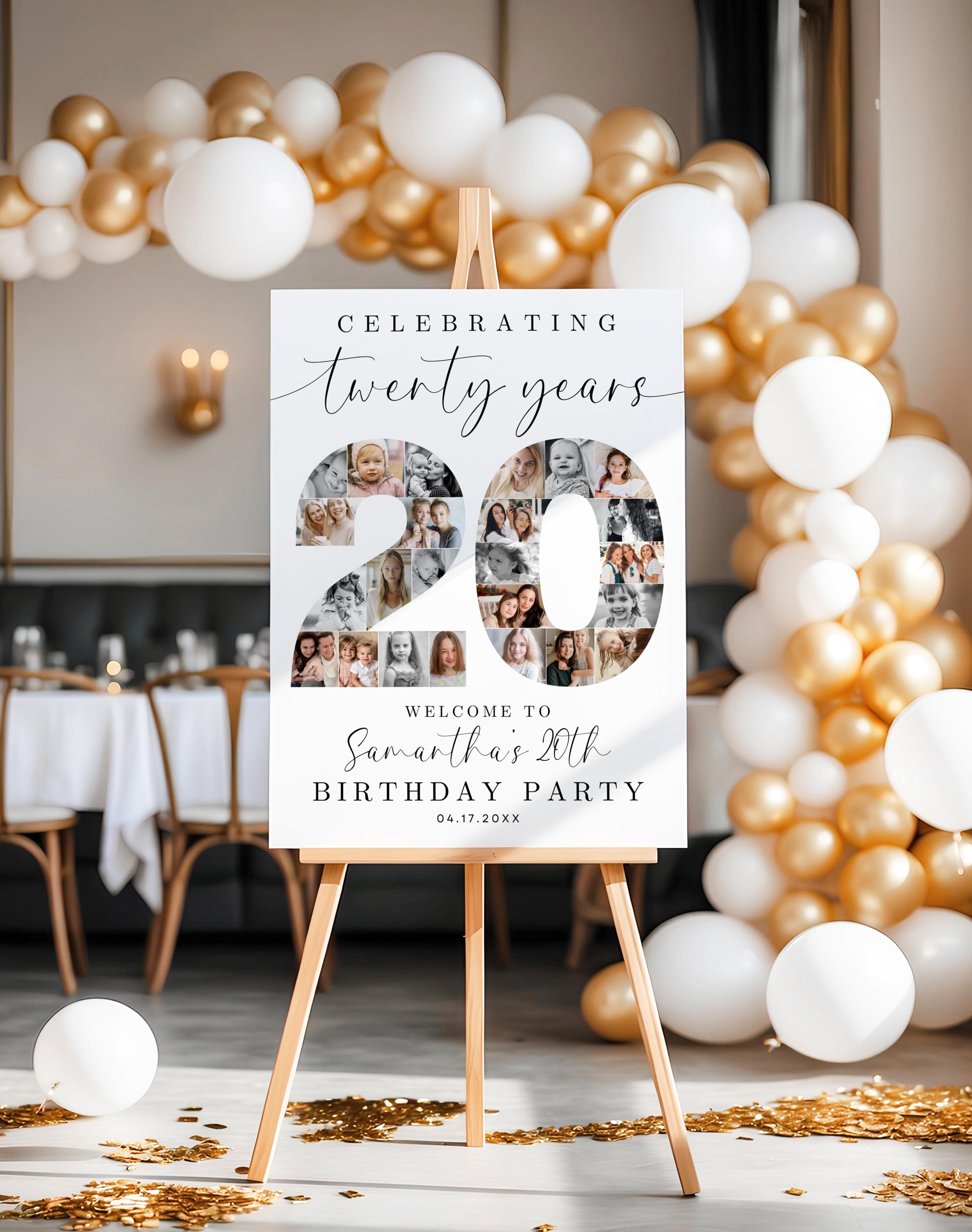 20th Birthday Photo Collage TEMPLATE, Celebrating 20 Years, Party ...