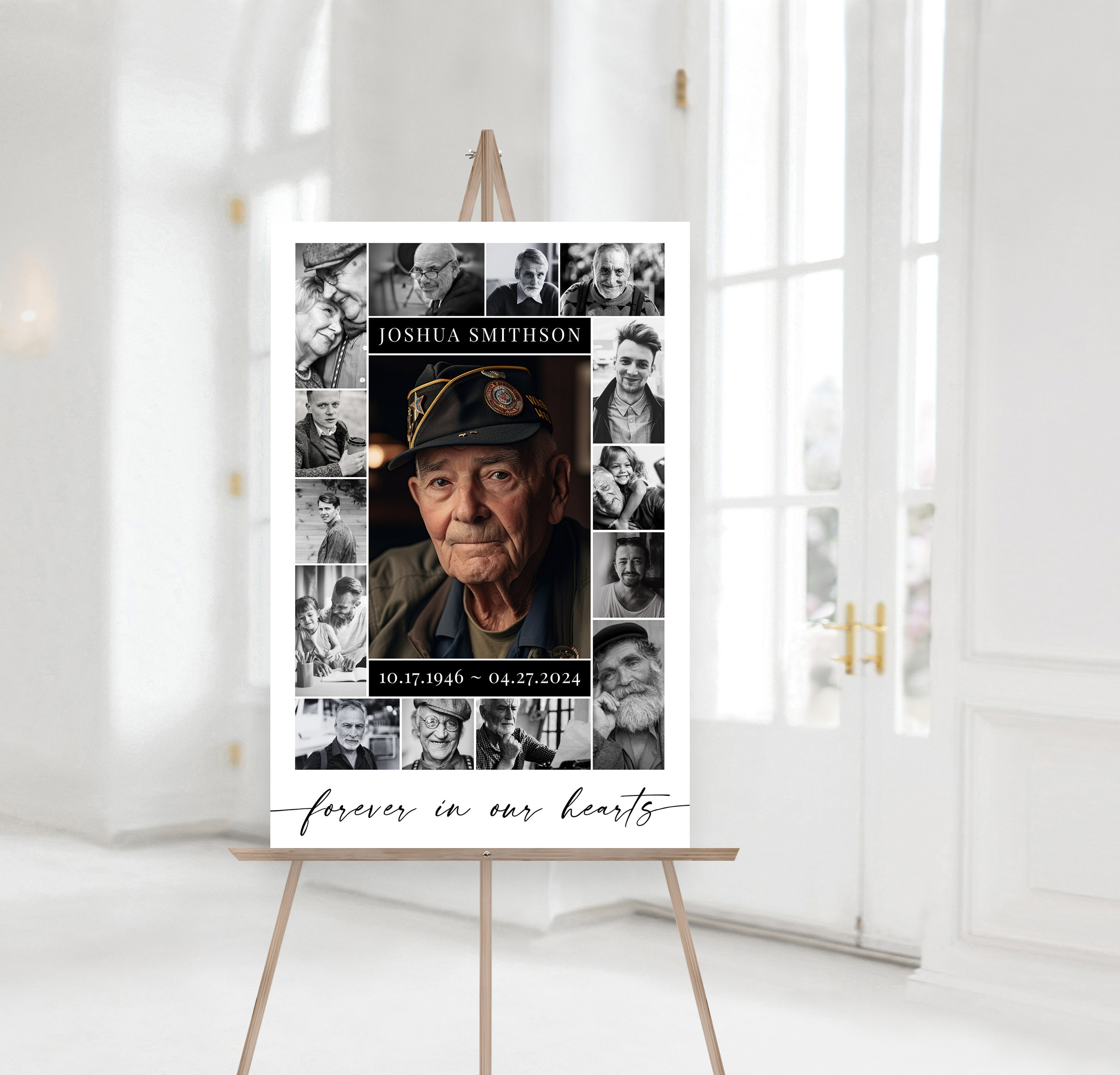 Black and White Celebration of Life Poster TEMPLATE, Funeral Photo ...
