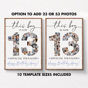 13th Birthday Photo Collage Poster TEMPLATE, This Boy is 13 Official ...