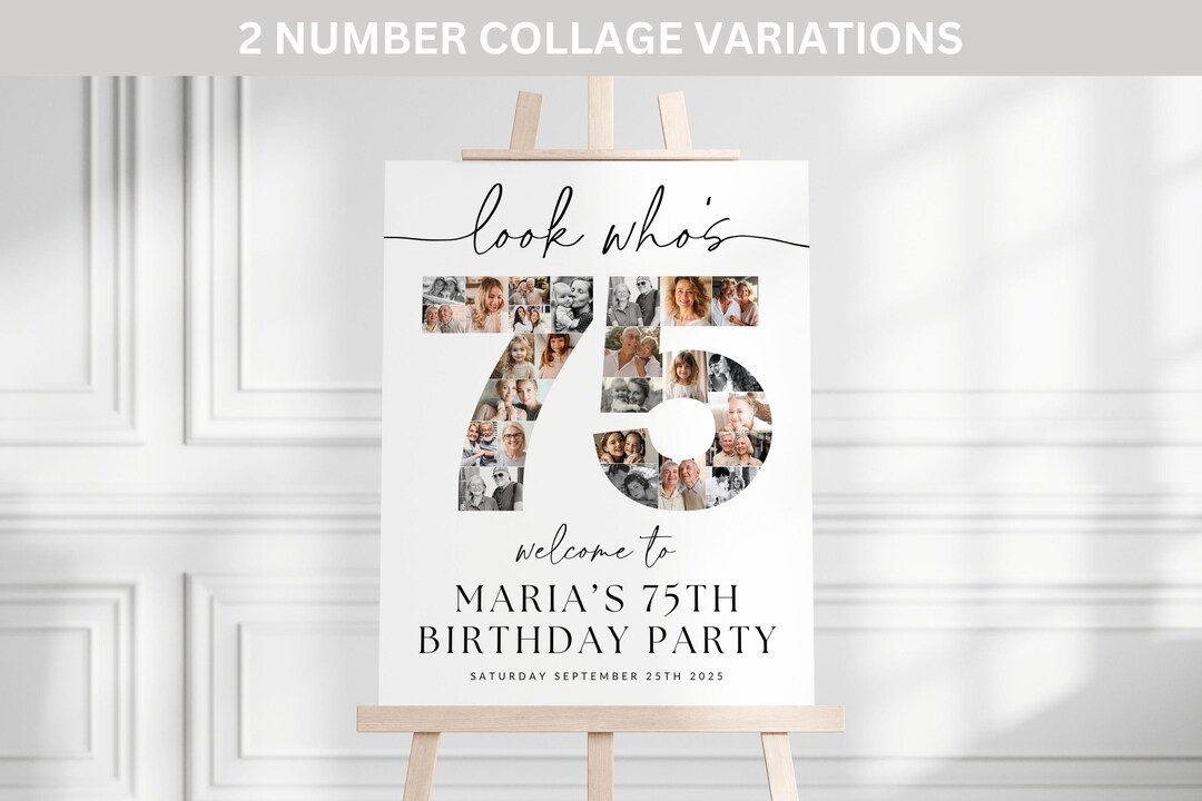 75th Birthday Photo Collage TEMPLATE, Look Who's 75, Customizable ...