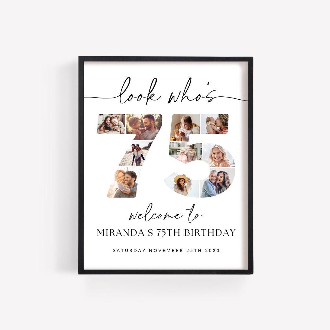 75th Birthday Photo Collage TEMPLATE, Look Who's 75, Customizable ...