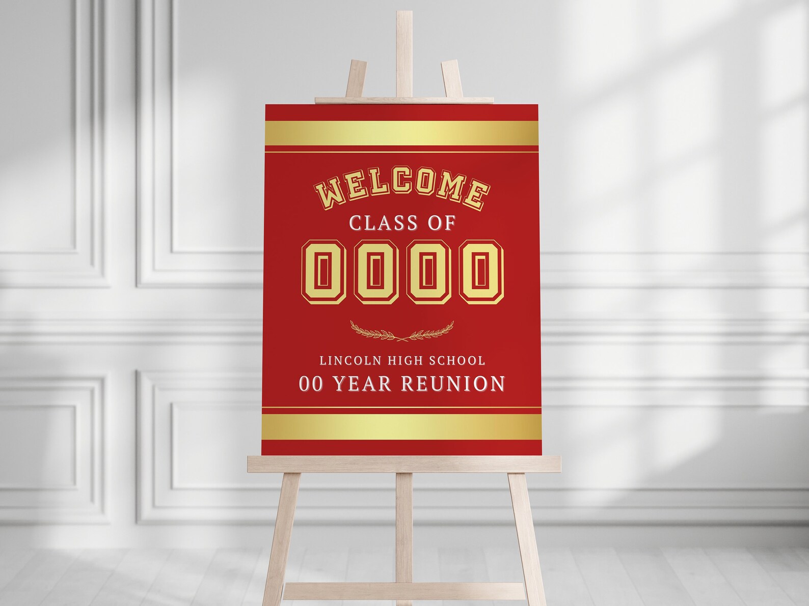 Class Reunion Welcome Poster TEMPLATE, Red and Gold, School Reunion ...