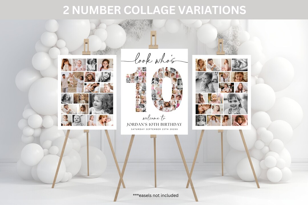 10th Birthday Photo Collage Poster Bundle TEMPLATE, Look Who's 10 ...