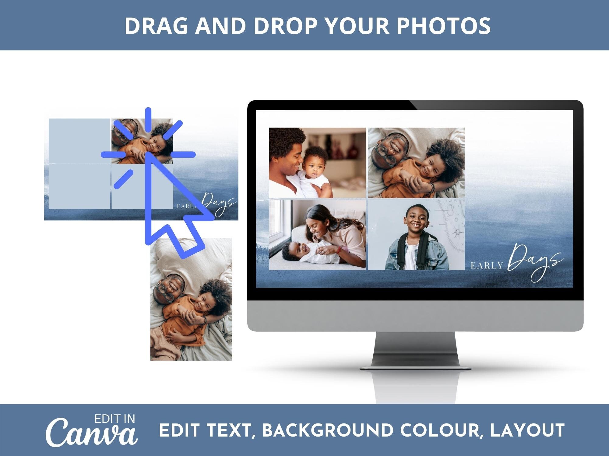 Blue Funeral Photo Slideshow Template for Male Memorial - Etsy